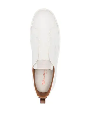 Santoni Leather Slip-on Sneakers - White