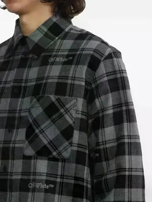 Off-White Logo-embroidered Checked Cotton Shirt