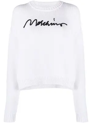 Moschino Embroidered Ribbed Jumper - White