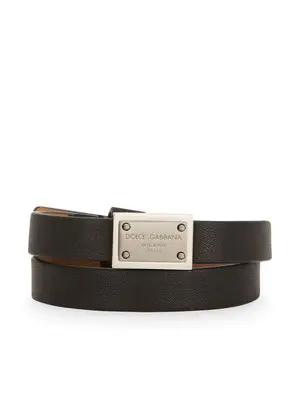 Dolce & Gabbana Logo-plaque Leather Bracelet - Black