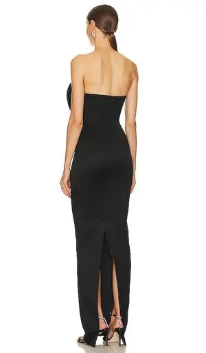 SAU LEE Esther Gown With Bow Embellishment And Cut-out Detail - Black