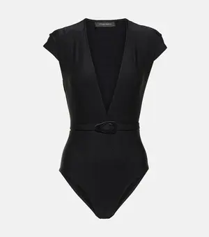ADRIANA DEGREAS Belted Swimsuit - Black