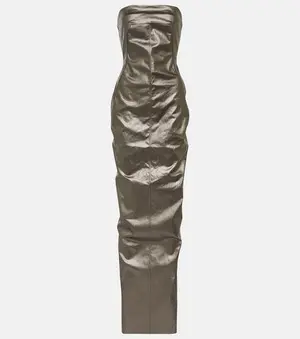 Rick Owens Lido Corset Coated Denim Gown - Grey