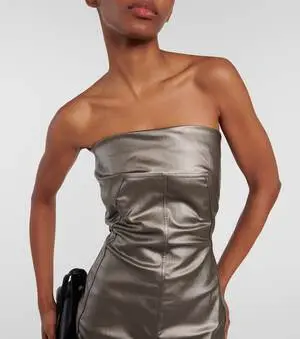 Rick Owens Lido Corset Coated Denim Gown - Grey