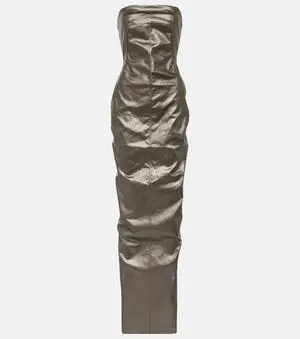 Rick Owens Lido Corset Coated Denim Gown - Grey