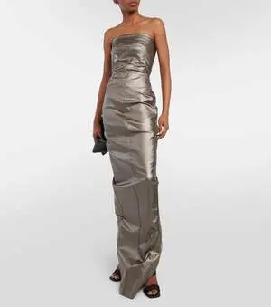 Rick Owens Lido Corset Coated Denim Gown - Grey
