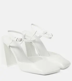 Amina Muaddi Charlotte 95 Leather Pumps - White