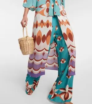 ADRIANA DEGREAS Vintage Printed Silk Maxi Dress