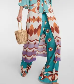 ADRIANA DEGREAS Vintage Printed Silk Maxi Dress