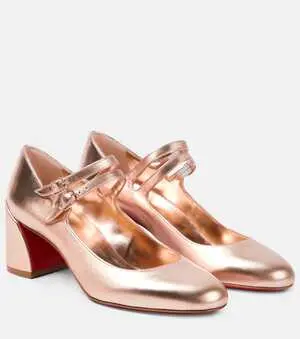 CHRISTIAN LOUBOUTIN Miss Jane Leather Mary Jane Pumps - Beige