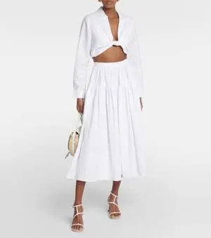 ADRIANA DEGREAS Knot-detail Linen-blend Crop Top