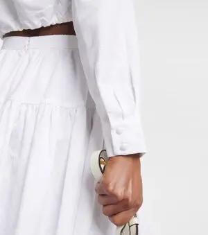 ADRIANA DEGREAS Knot-detail Linen-blend Crop Top