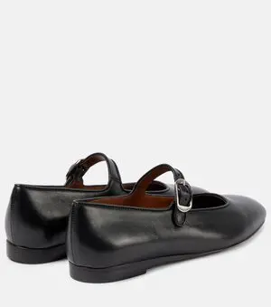 Le Monde Beryl Leather Ballet Flats With Buckle Fastening - Black