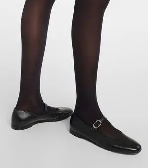Le Monde Beryl Leather Ballet Flats With Buckle Fastening - Black