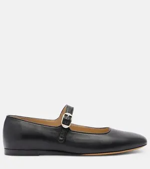 Le Monde Beryl Leather Ballet Flats With Buckle Fastening - Black