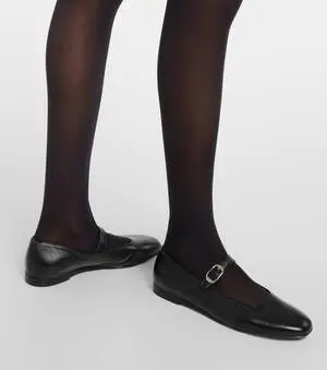 Le Monde Beryl Leather Ballet Flats - Black
