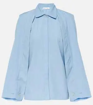 Victoria Beckham Caped Virgin Wool Shirt - Blue