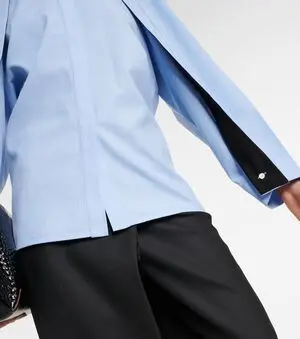 Victoria Beckham Caped Virgin Wool Shirt - Blue