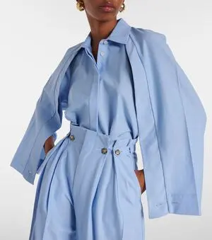 Victoria Beckham Caped Virgin Wool Shirt