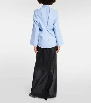 Victoria Beckham Caped Virgin Wool Shirt - Blue