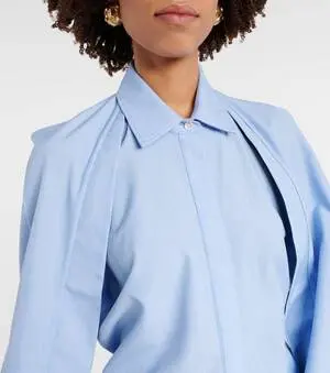 Victoria Beckham Caped Virgin Wool Shirt - Blue