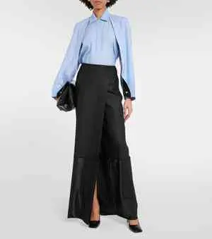 Victoria Beckham Caped Virgin Wool Shirt - Blue
