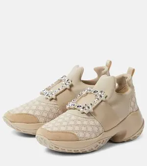 ROGER VIVIER Viv Run Embellished Sneakers - Neutrals