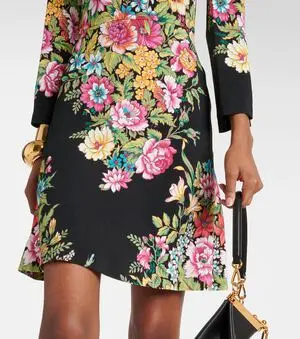 Etro Floral V-neck Mini Dress - Black