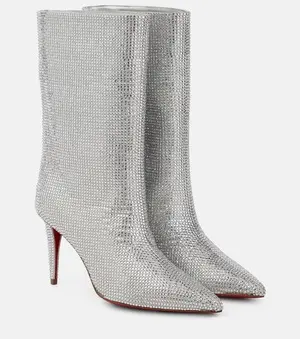 CHRISTIAN LOUBOUTIN Astrilarge Strass Ankle Boots - Silver