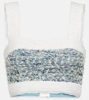 Balmain Tweed Denim Cropped Top - Multicoloured