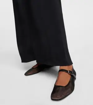Le Monde Beryl Le Monde Béryl Patent Leather-trimmed Mesh Flats - Black