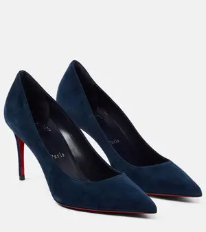CHRISTIAN LOUBOUTIN Kate Suede Pointed Toe Pumps - Blue