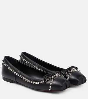 CHRISTIAN LOUBOUTIN Mamadrague Spikes Leather Ballet Flats - Black
