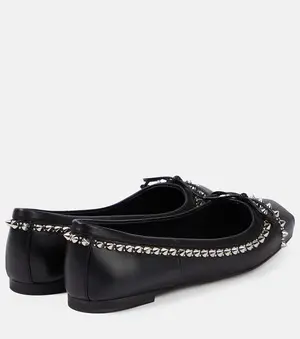 CHRISTIAN LOUBOUTIN Mamadrague Spikes Leather Ballet Flats - Black