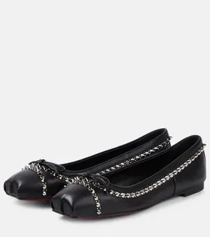 CHRISTIAN LOUBOUTIN Mamadrague Spikes Leather Ballet Flats - Black