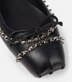 CHRISTIAN LOUBOUTIN Mamadrague Spikes Leather Ballet Flats - Black