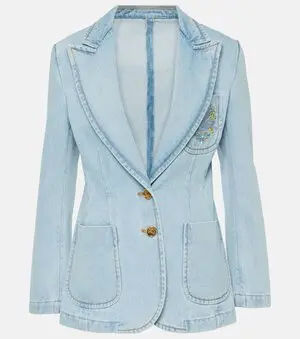 Etro Embroidered Denim Blazer