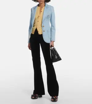 Etro Embroidered Denim Blazer