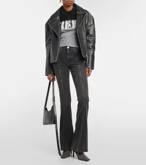 FRAME Le High Flare High-rise Jeans - Black