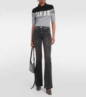 FRAME Le High Flare High-rise Jeans - Black