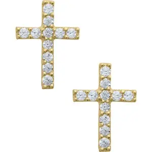MIGNONETTE 14k & Cubic Zirconia Cross Stud Earrings - Gold