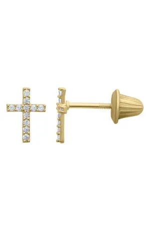MIGNONETTE 14k & Cubic Zirconia Cross Stud Earrings