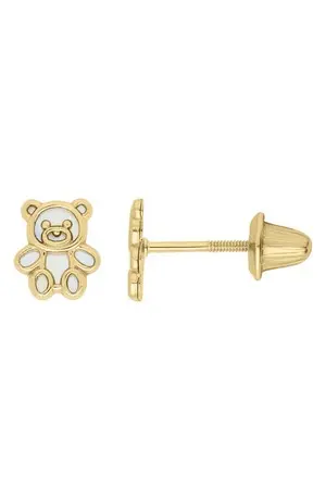 MIGNONETTE 14k Teddy Bear Stud Earrings