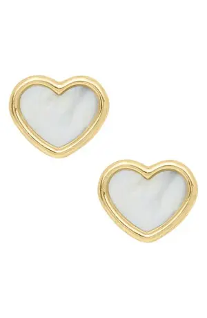 MIGNONETTE 14k And Mother-of-pearl Heart Stud Earrings - Gold