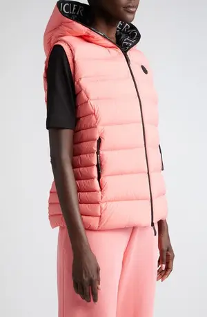 Moncler Aliterse Down Hooded Vest - Desert Rose