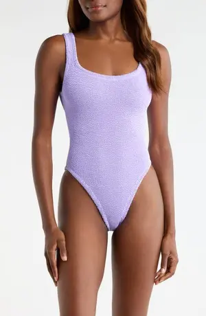Hunza G Square Neck One-piece Swimsuit - Lilac