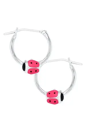MIGNONETTE Sterling Ladybug Hoop Earrings - Silver