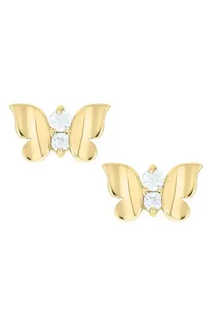 MIGNONETTE 14k And Cubic Zirconia Butterfly Stud Earrings - Gold