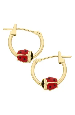 MIGNONETTE 14k Ladybug Hoop Earrings - Gold