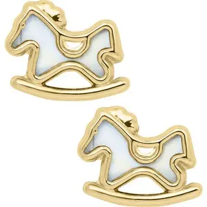 MIGNONETTE 14k & Mother-of-pearl Rocking Horse Stud Earrings - Gold